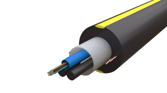12F G657A1 ULW overhead OFC micromodule Black/Yellow OD 7mm 4km/dr | Melbye