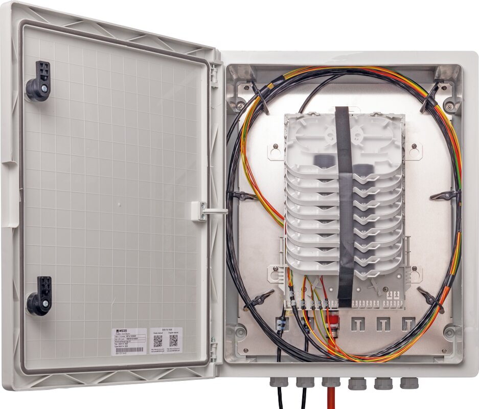 MDB-FA 192F optical distribution box IP65 incl. trays, 6xPG9, midspan ...
